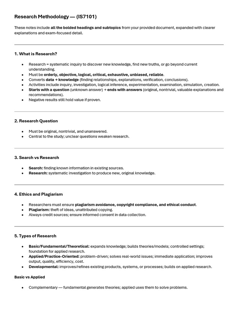 Research Methodology Notes | PDF | Data Analysis | Theory