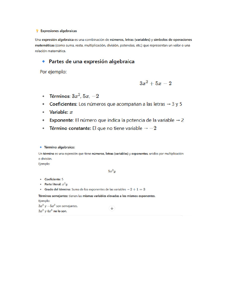 Clase de Expresiones Algebraicas | PDF