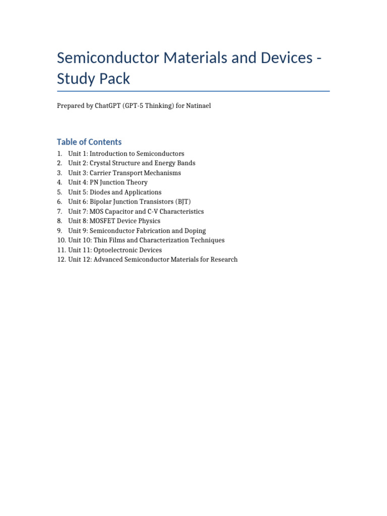 Semiconductor Study Pack | PDF