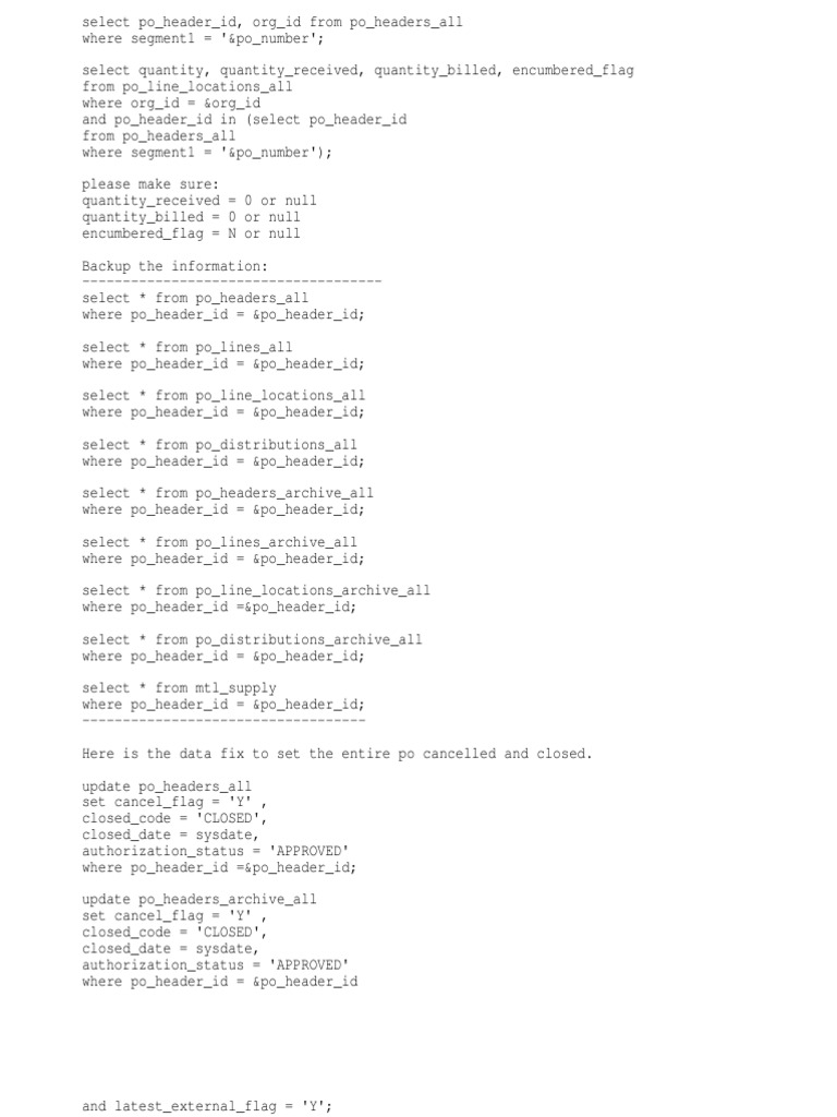 Po Cancellation Script | PDF | Computer Data | Information Retrieval