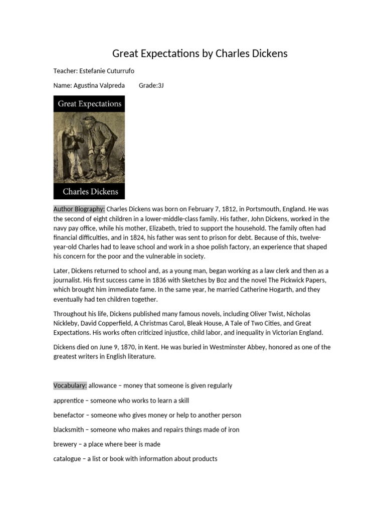 Great Expectations by Charles Dickensjola | PDF | Estella (Great ...