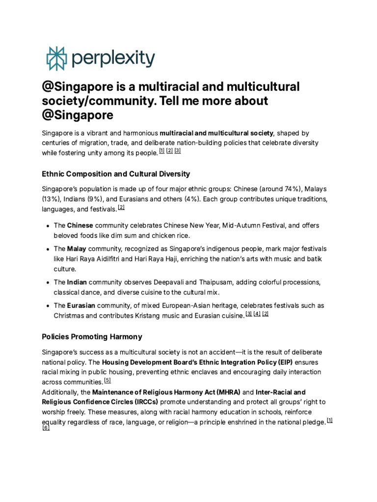 Multiracial and Multicultural Society | PDF | Multiculturalism | Singapore