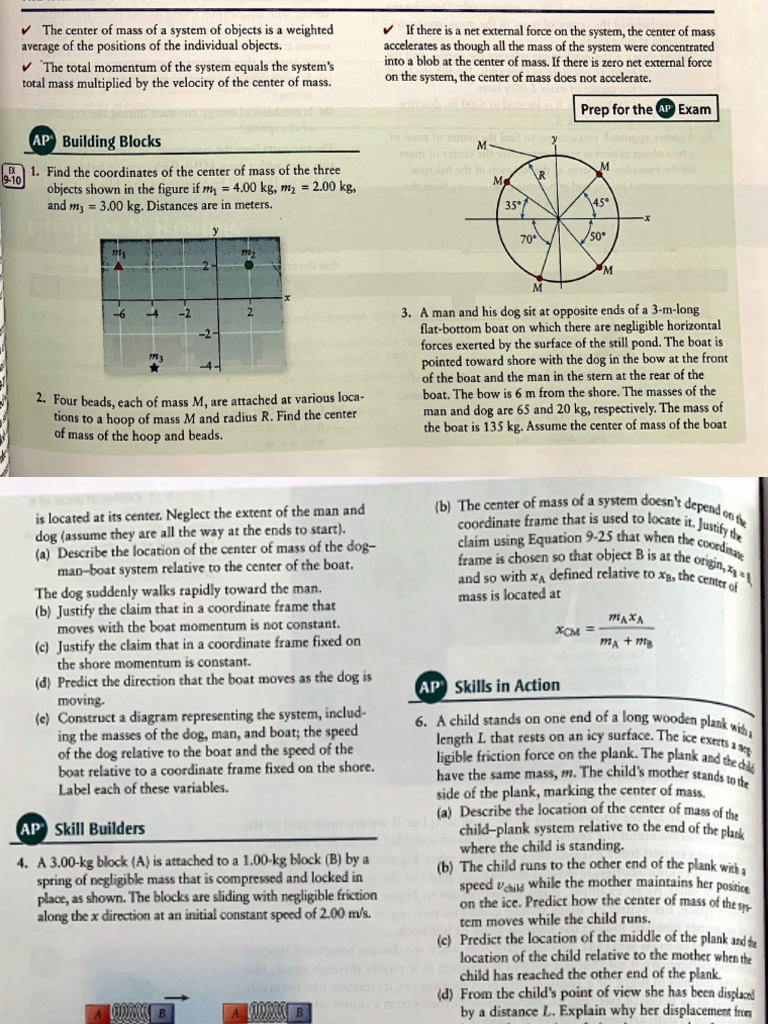 AP Qns Practice On COM | PDF | Force | Mass