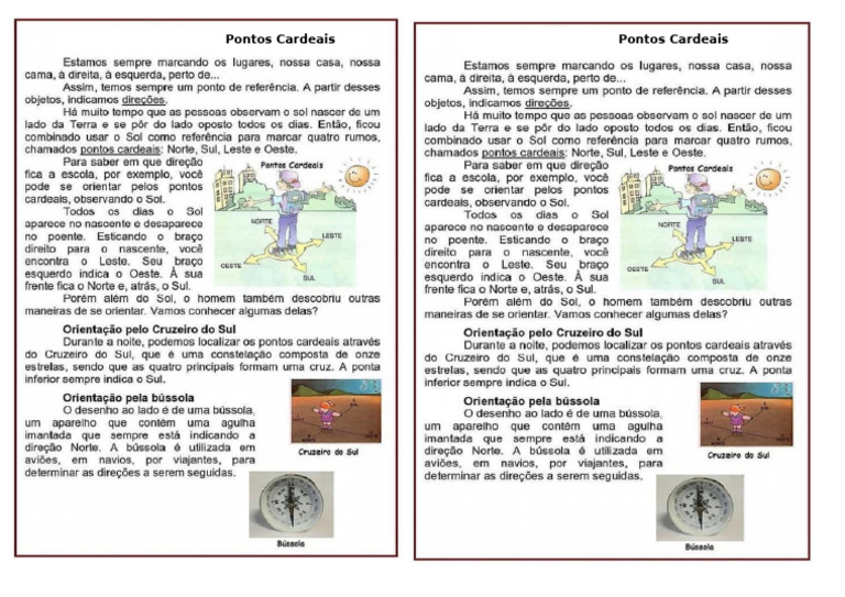 Pontos Cardeais para 4º Ano | PDF