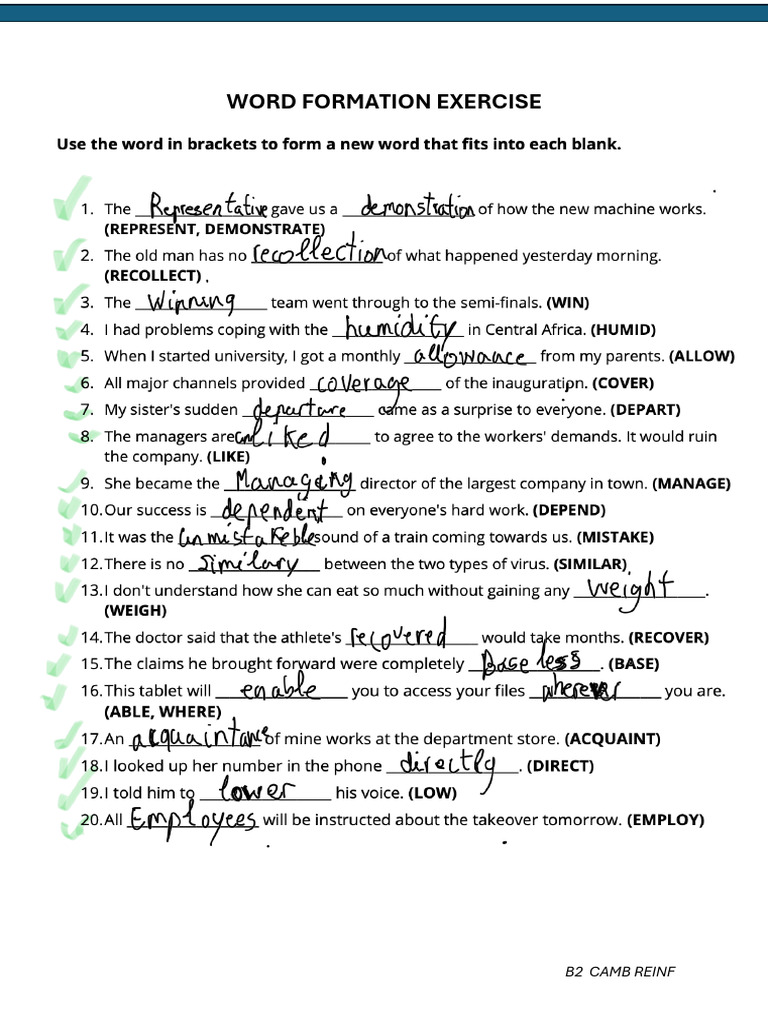 Word Formation Exercise | PDF