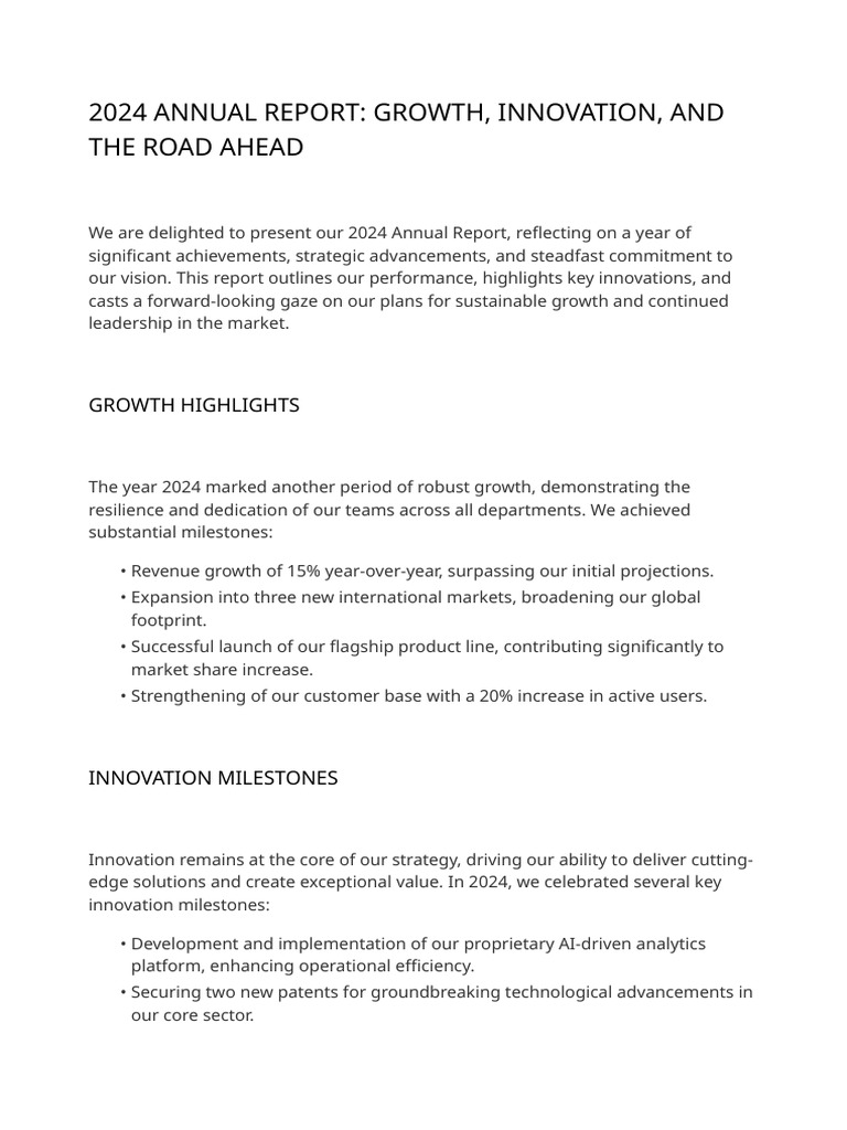 2024 Annual Report: Growth & Innovation | PDF