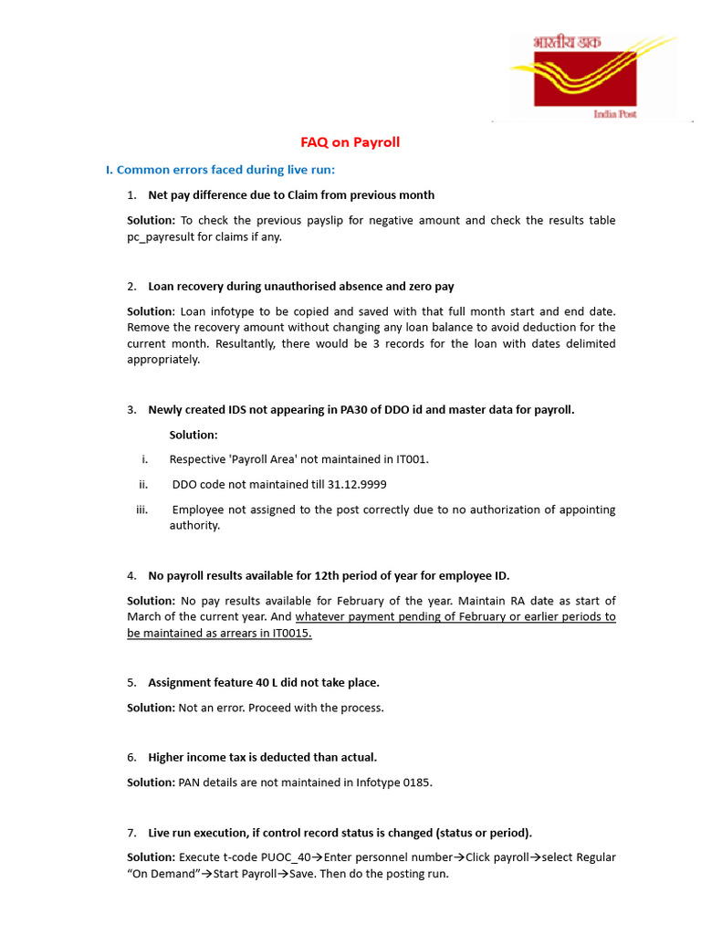 Payroll- FAQ | PDF | Payroll | Tax Deduction