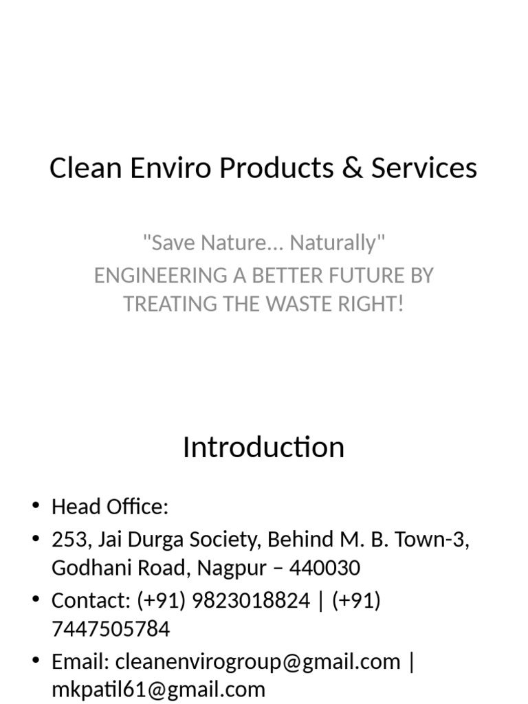 Clean Enviro Intro Presentation | PDF
