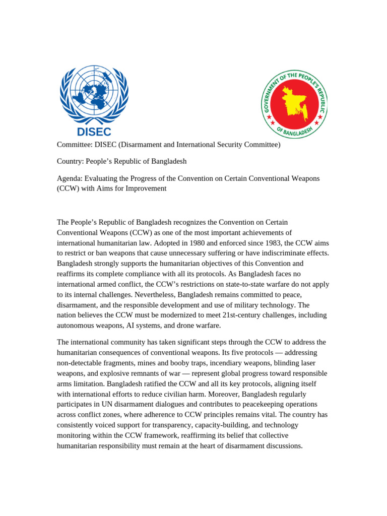 Bangladesh Position Paper Agenda1 CCW | PDF | Global Politics | International Relations