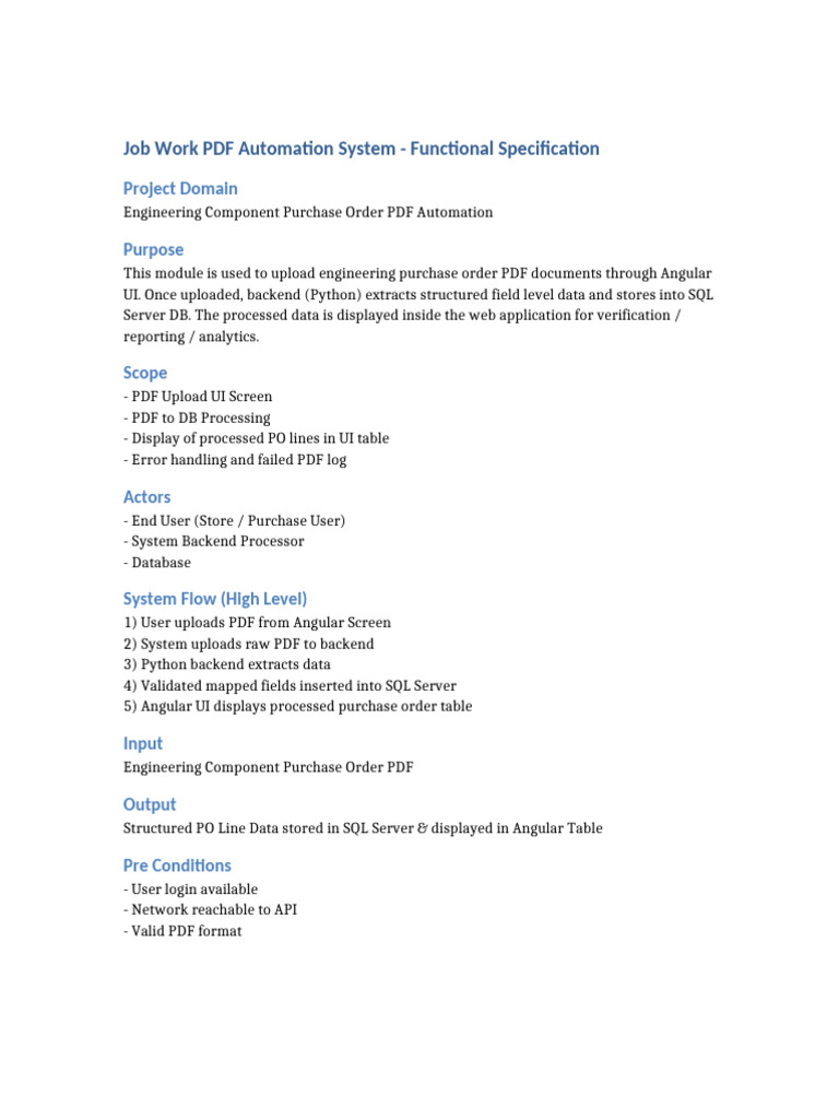 Engineering PO PDF Automation System | PDF