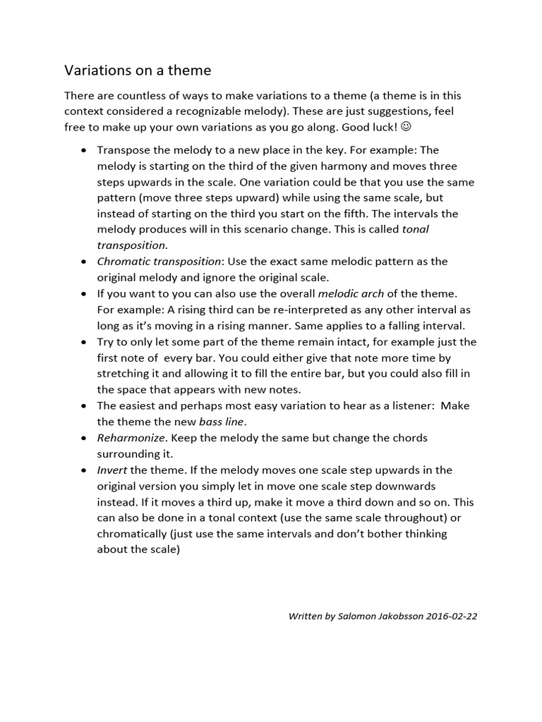 Variations On A Theme | PDF