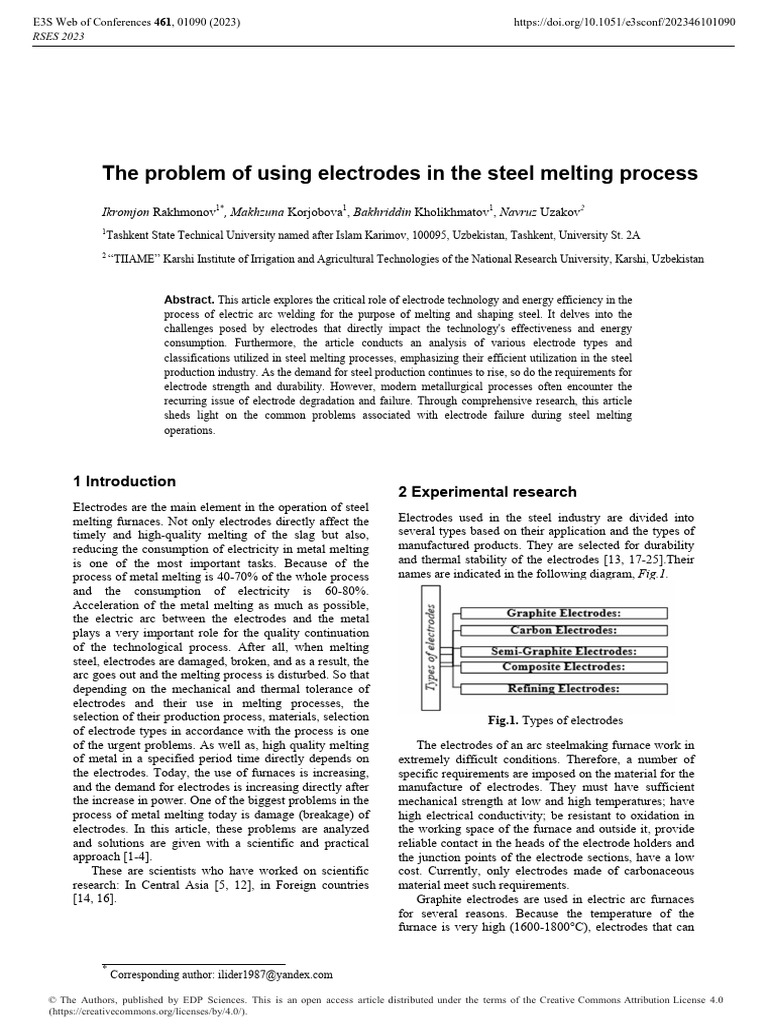 Challenges of Electrodes in Steel Melting | PDF | Steelmaking | Steel