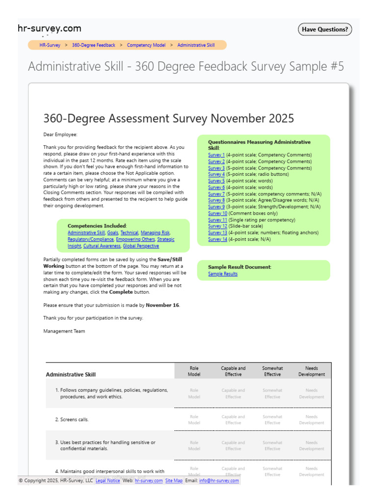 Administrative Skill Competency Questionnaire 5 | PDF | Regulatory ...
