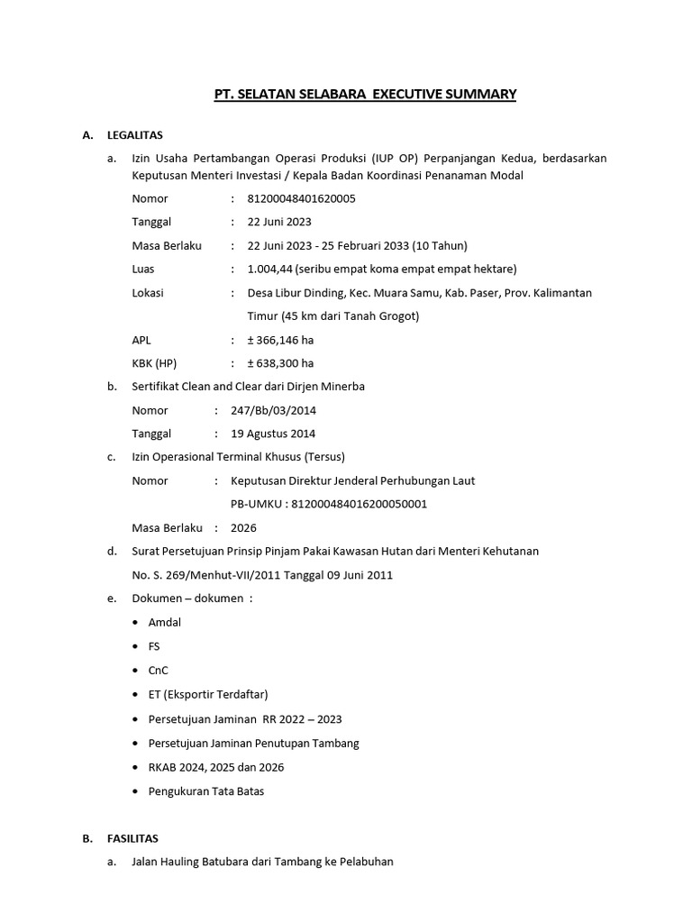 Resume PT Selatan Selabara - 250430 - 111850 | PDF