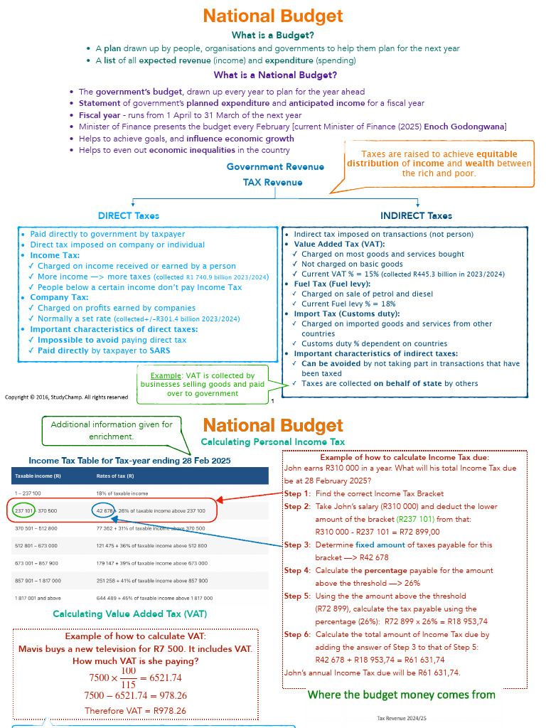 National Budget Overview and Examples | PDF | Taxes | Government Spending