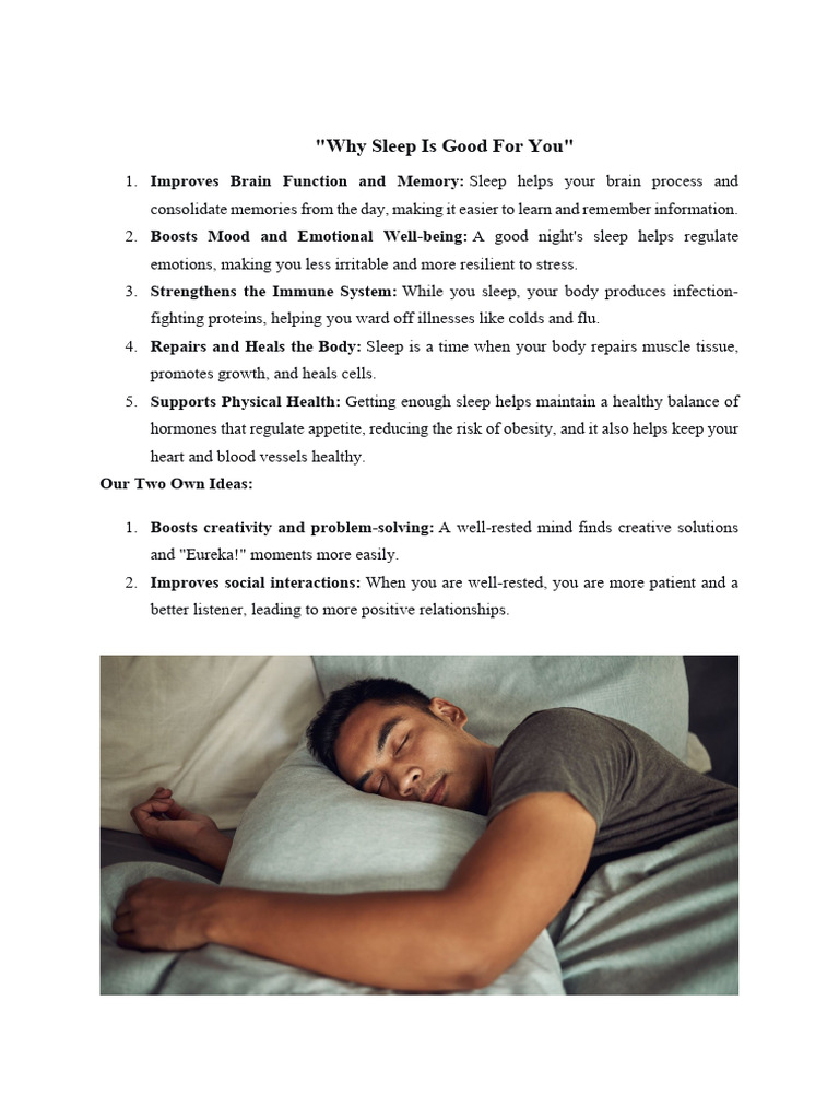 Why Sleep Is Good For You | PDF