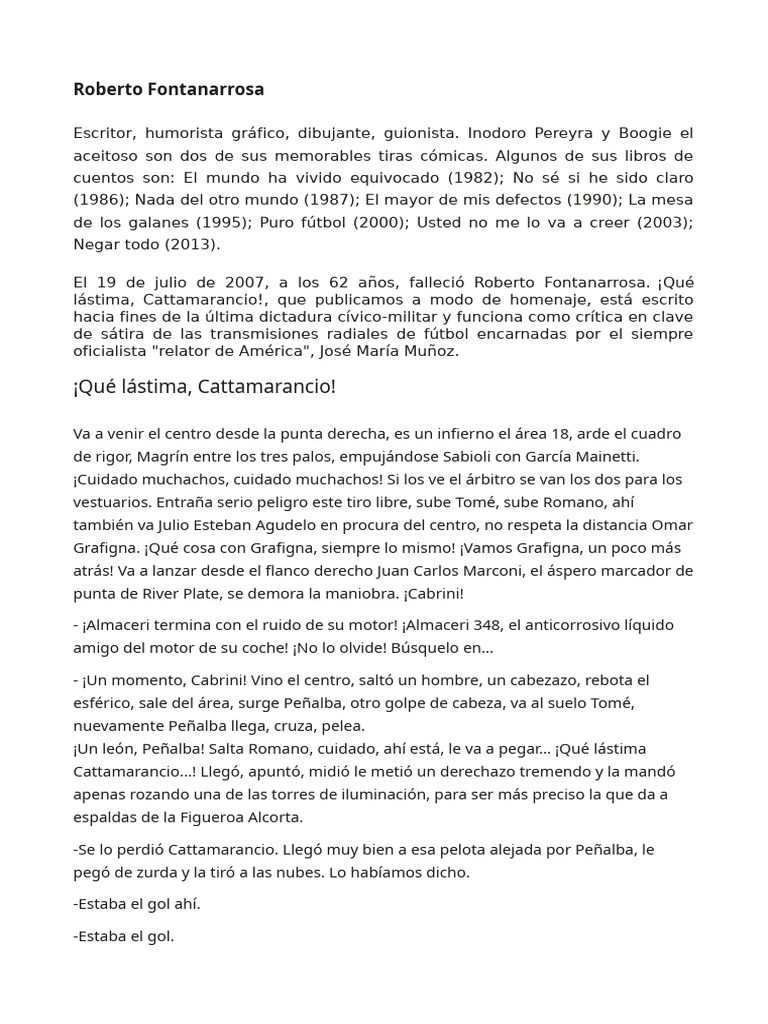 Que Lastima Cattamarancio | PDF | Deportes de equipo | Deportes