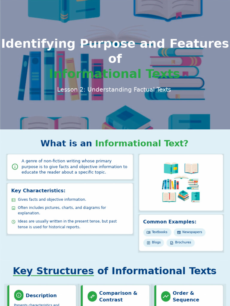 Identifying Purpose and Features of Informational Text | PDF ...