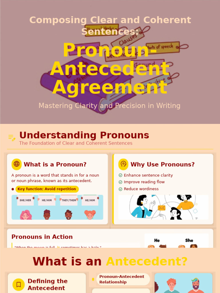 Pronoun - Antecedent Agreement | PDF | Grammatical Gender | Pronoun