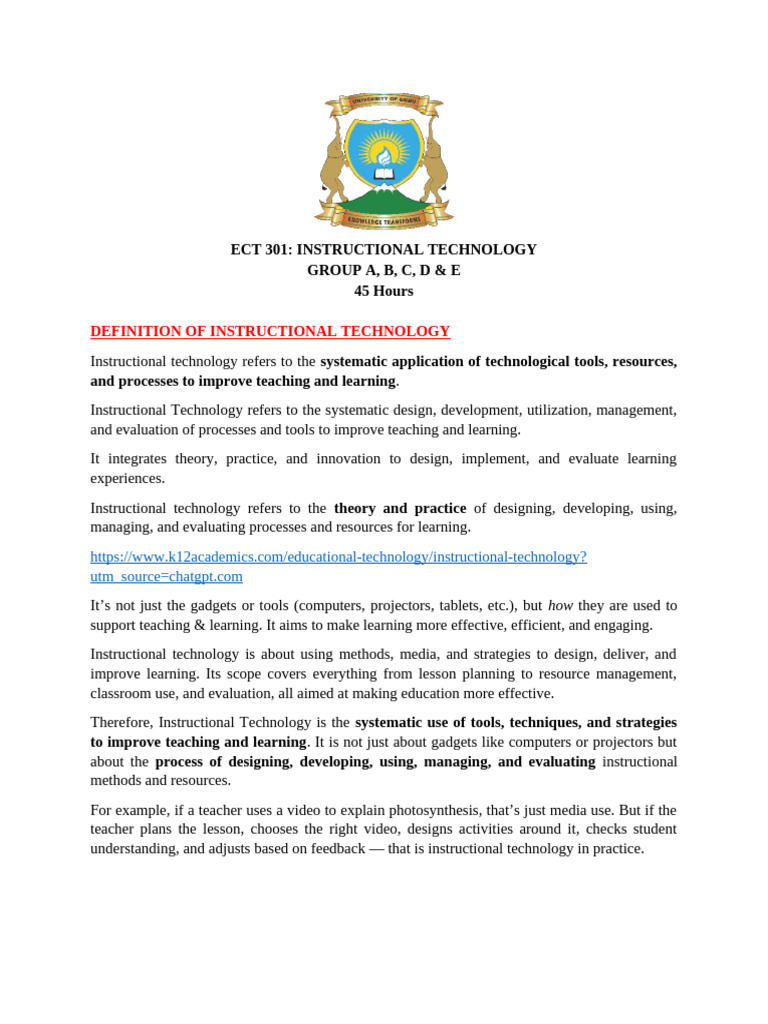 Understanding Instructional Technology | PDF | Educational Technology ...