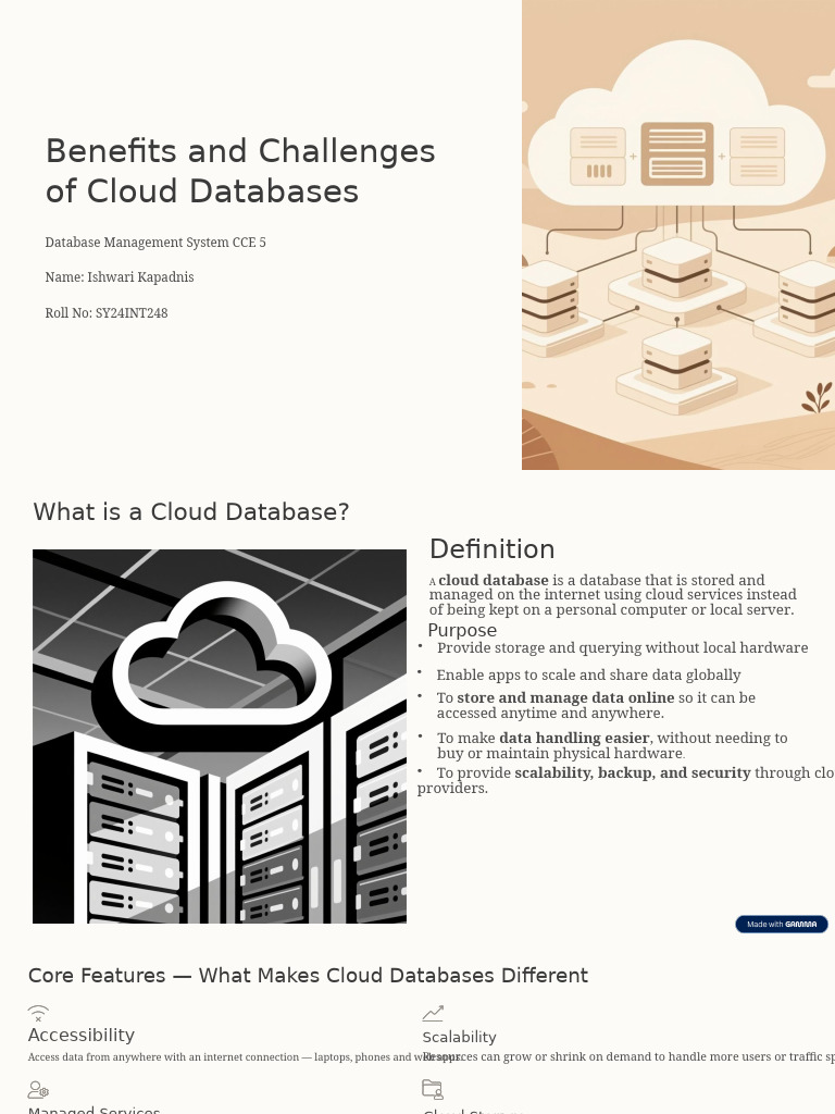 Benefits and Challenges of Cloud Databases | PDF | Cloud Computing ...