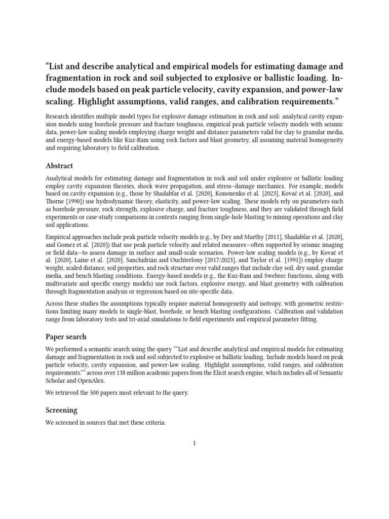 Elicit - Analytical and Empirical Models for Explosive Dama - Report | PDF | Quantitative ...