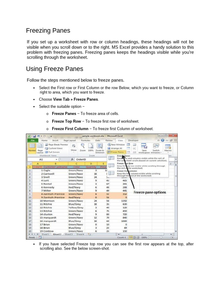 3. Freezing Panes | PDF