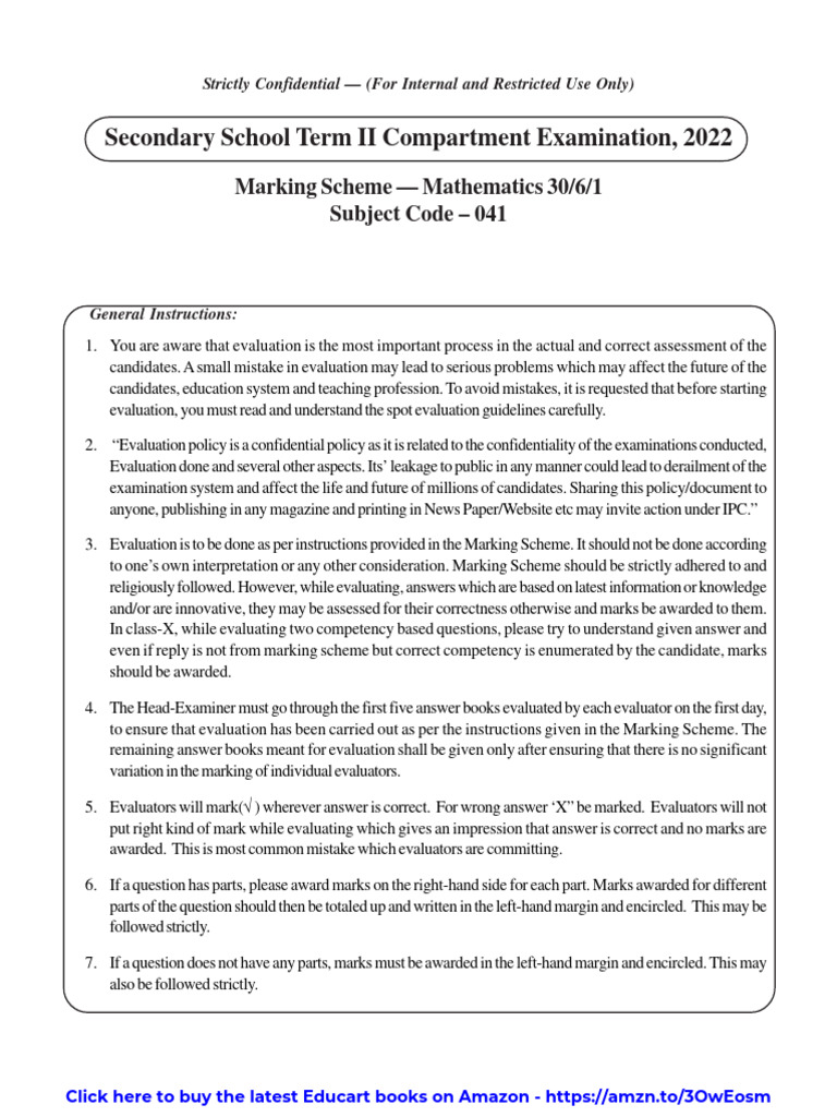 Mathematics Marking Scheme 2022 | PDF | Circle | Evaluation