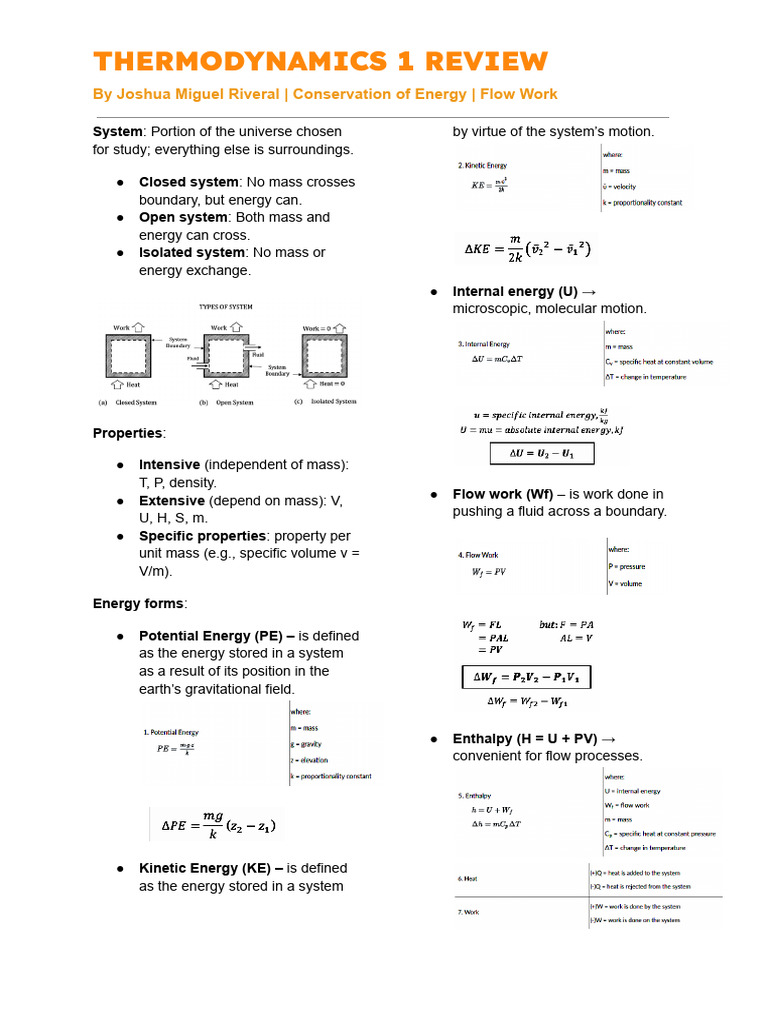 Energy (Steady and Non-Flow) - OVERVIEW | PDF | Gases | Enthalpy