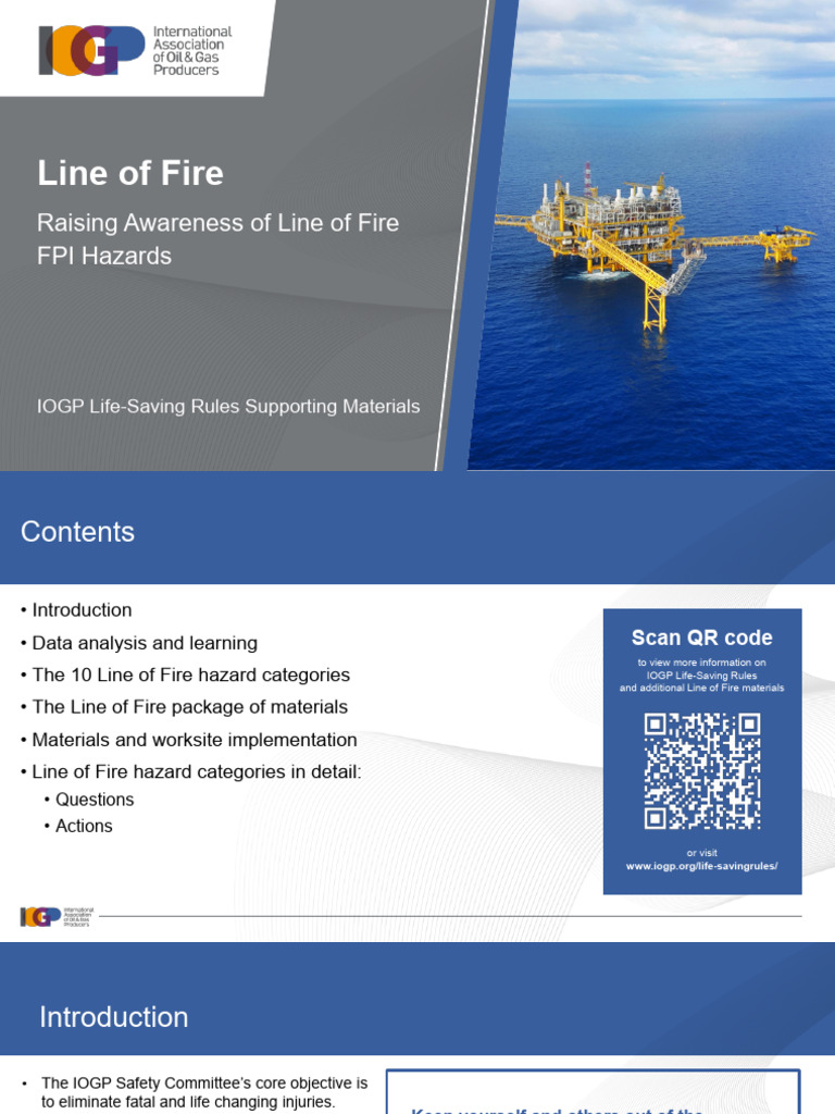 IOGP Life Saving Rules Line of Fire Presentation | PDF | Hazards | Fire Safety