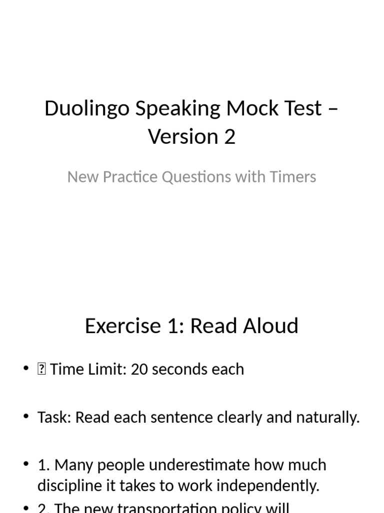 Duolingo Speaking Mock Test Guide | PDF