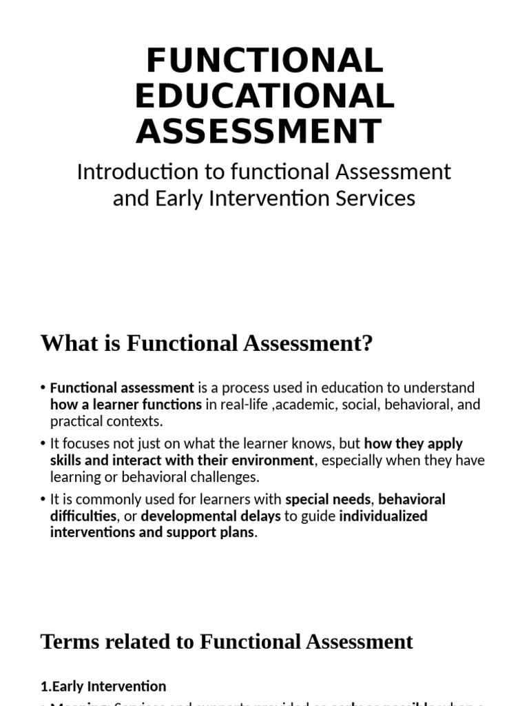 Functional Educational Assessment 1ST Years 2025 | PDF | Educational ...