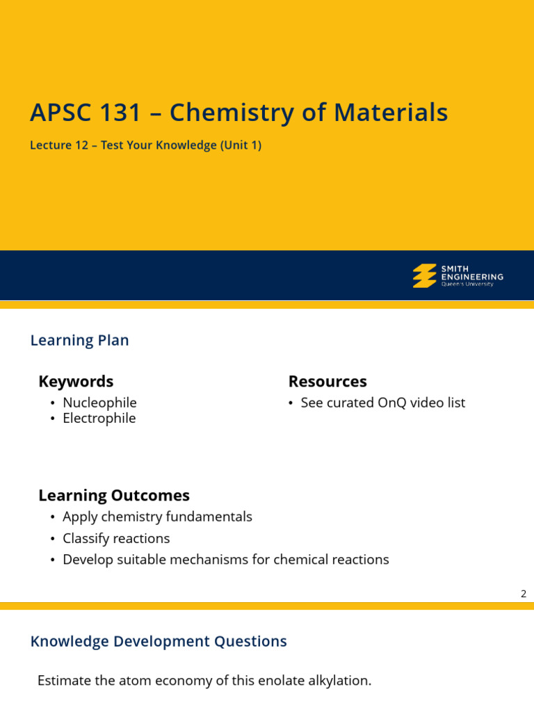 L12 - Test Your Knowledge (Unit 1) - Note | PDF | Chemical Reactions ...