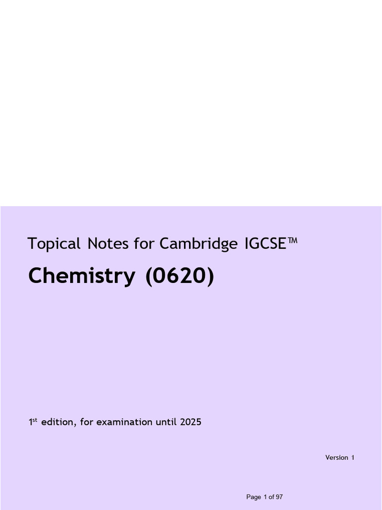R_IGCSE - Chemistry Topical Notes . | PDF | Ion | Mole (Unit)