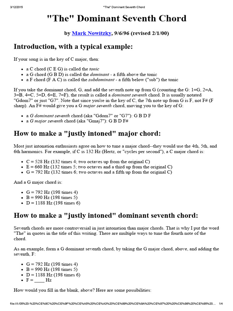 Tunings - The Dominant Seventh Chord | PDF | Chord (Music) | Musical ...