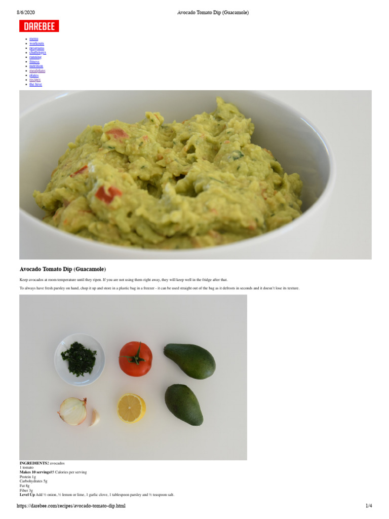 Avocado Tomato Dip (Guacamole) | PDF | Avocado | Foods