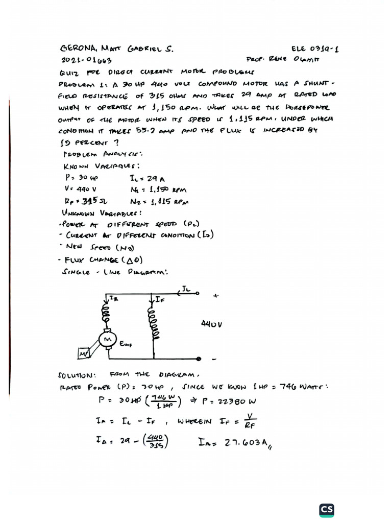 Gerona, Matt Gabriel s - Quiz Dc Motor | PDF