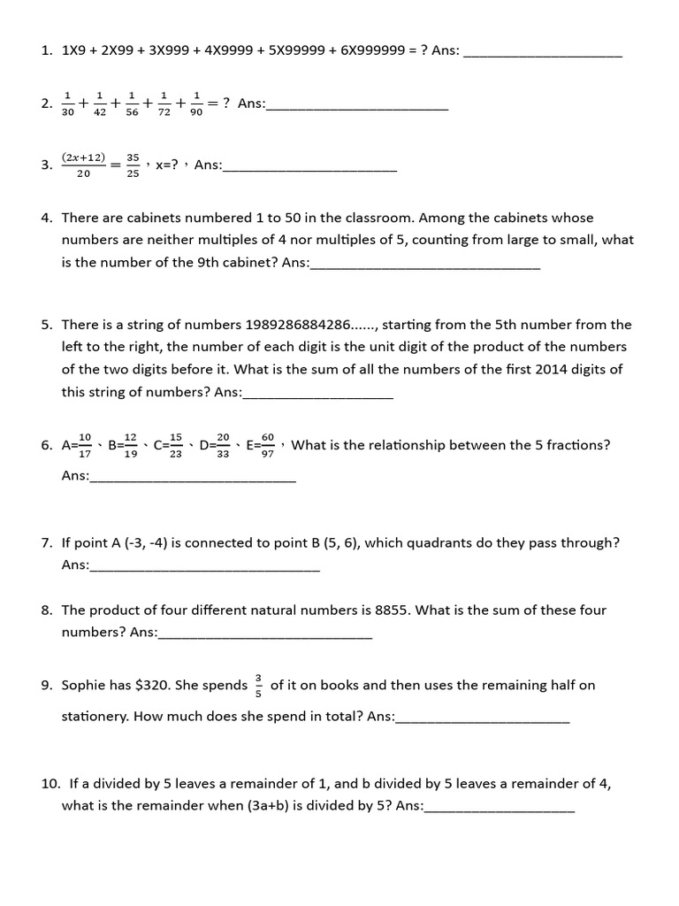 Math Problem Solving Exercises | PDF