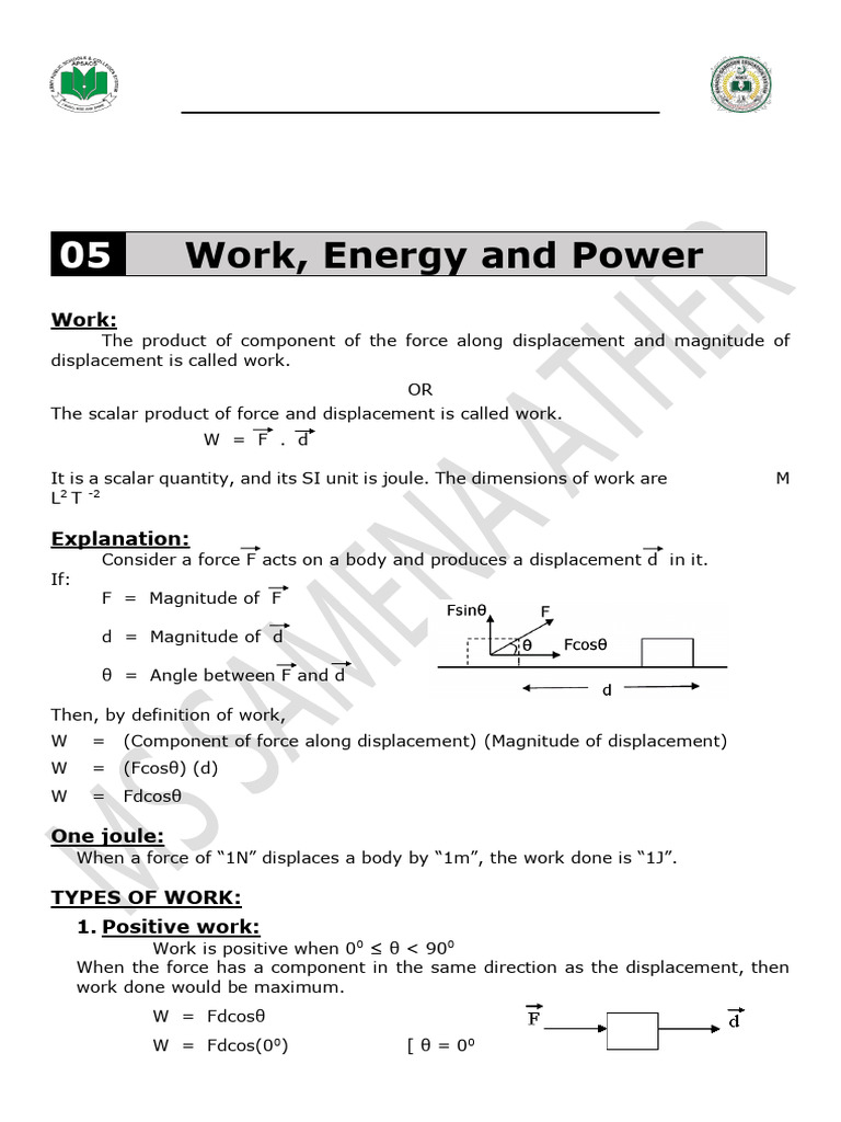 Physics 1st year notes chp 5 | PDF | Force | Potential Energy