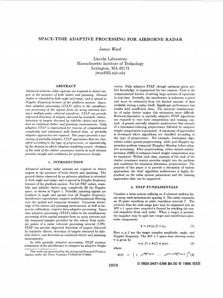 Spacetime Adaptive Processing For Airborne Radar | PDF | Radar | Telecommunications Engineering