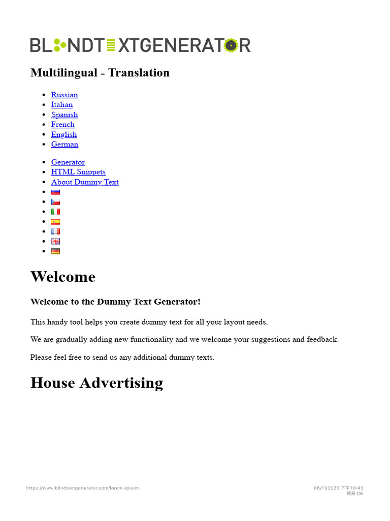 Dummy Text Generator - Lorem Ipsum For Webdesigners | PDF