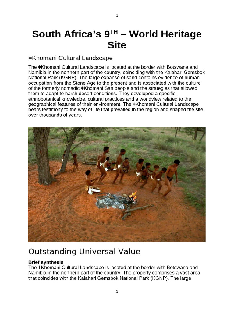 Khomani Cultural Landscape | PDF