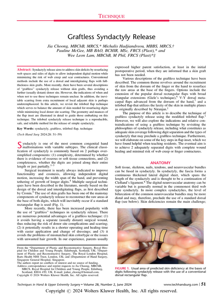 Graftless Syndactyly Release.2 | PDF | Wound | Anatomical Terms Of Location