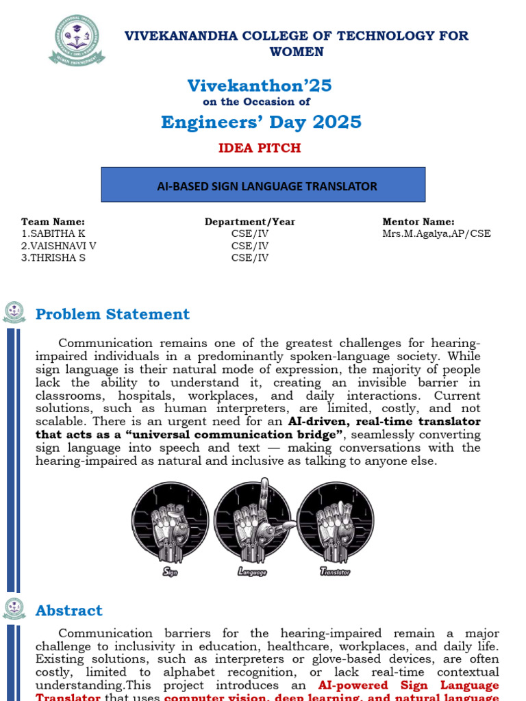 AI Based Sign Translator | PDF | Communication | Sign Language