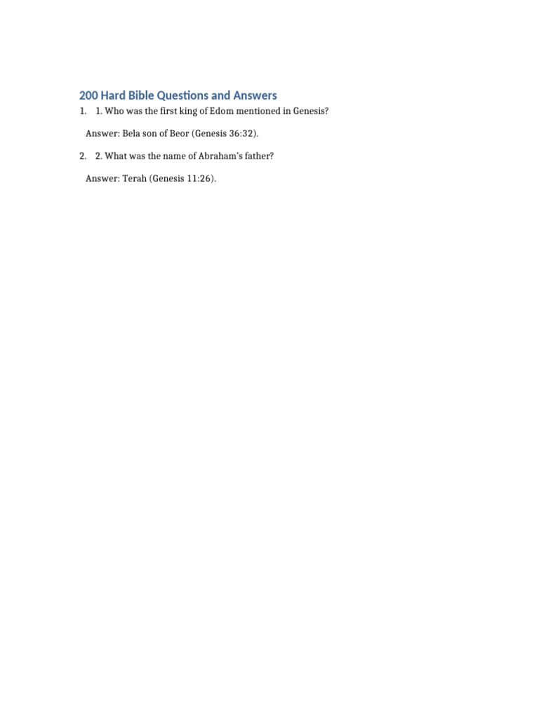 200 Bible Questions & Answers Guide | PDF