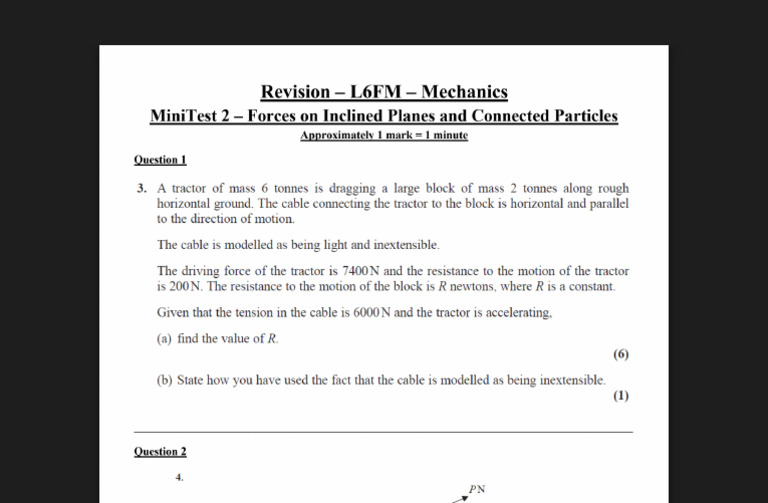 Forces On Inclined Planes and Connected Particles MiniTest Revision ...