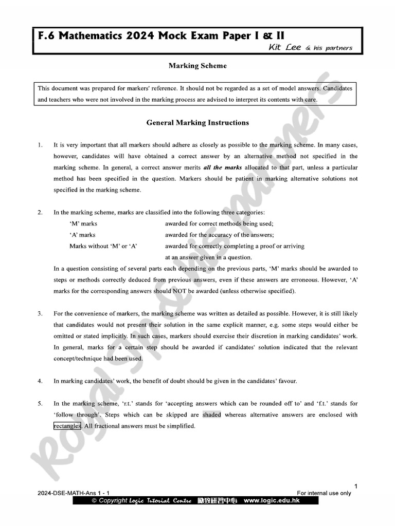 2024 DSE Mock Paper Ans | PDF