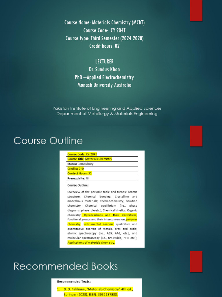 Materials Chemistry Course Overview | PDF | Periodic Table | Chemical Bond