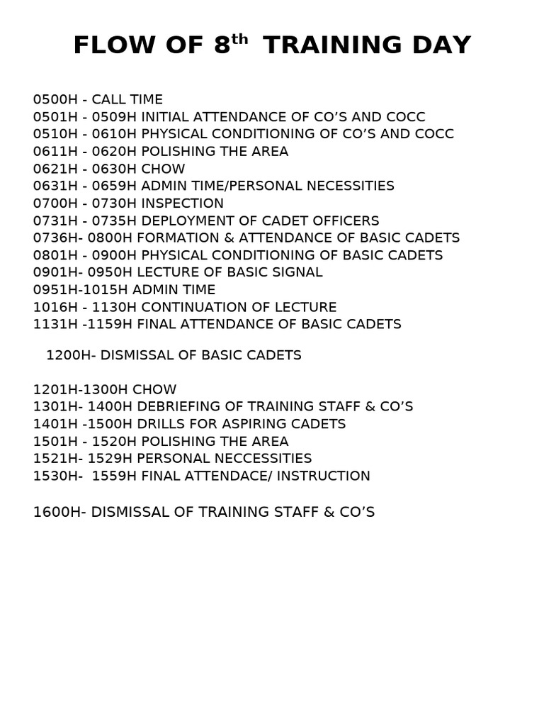 8th Training Day Schedule Overview | PDF
