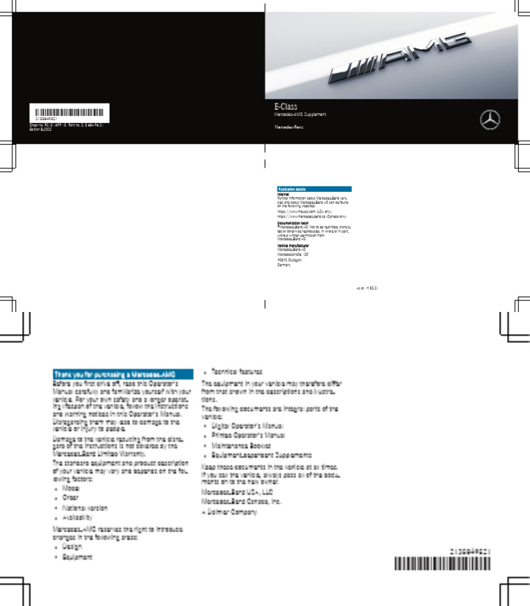 AMG E-Sedan Owners Manual | PDF | Seat Belt | Airbag